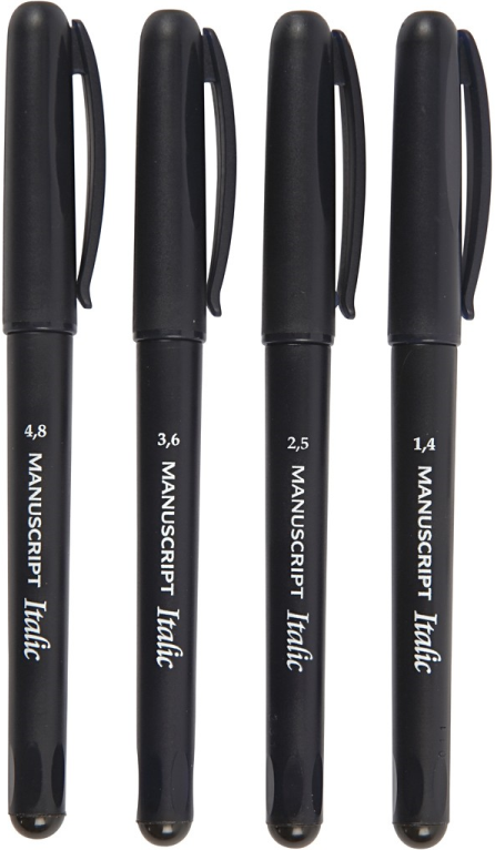 Manuscript Calligraphy Markers Black 4 pieces iHobby