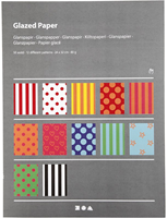 CC Glazed Paper, assorted colours, Pattern, 24x32 cm, 80 g, 50 ass ...