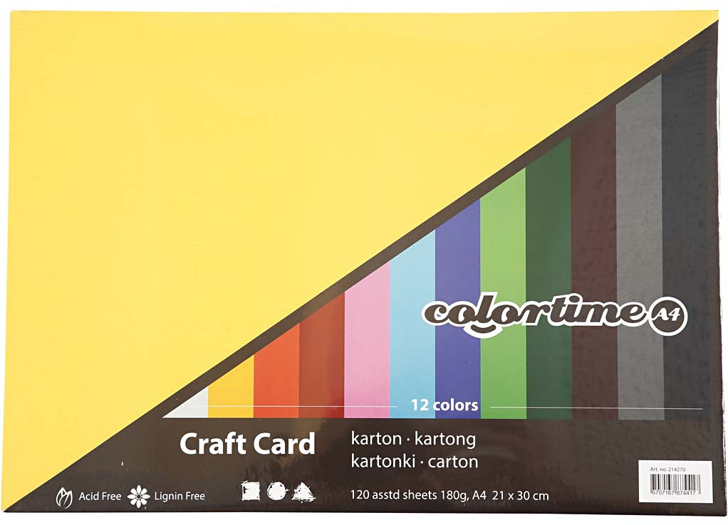 CC Coloured Card, assorted colours, A4, 210x297 mm, 180 g, 12x10 sheet ...