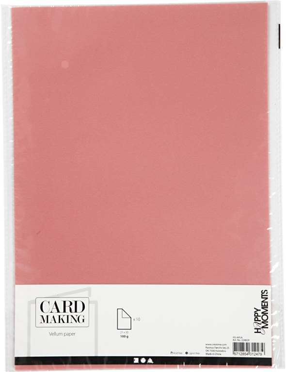 CC Vellum paper, light red, A4, 210x297 mm, 100 g, 10 sheet/ 1 pack iHobby