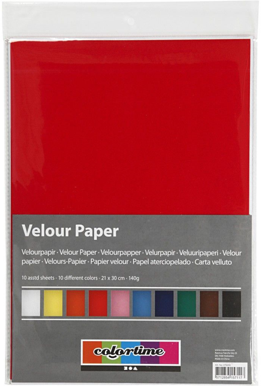 CC Velour Paper, assorted colours, A4, 210x297 mm, 140 g, 10 sheet/ 1 ...