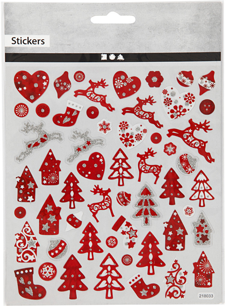 CC Stickers, red/white Christmas, 15x16,5 cm, 1 sheet iHobby