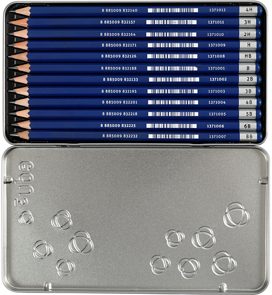 EDU Drawing Pencil, 12 hardness 8B-4H 12 pc/ 1 pack iHobby