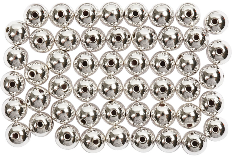 CC Wax Beads, silver, Dia. 5 mm, hole size 0,7 mm, 100 pc/ 1 pack iHobby