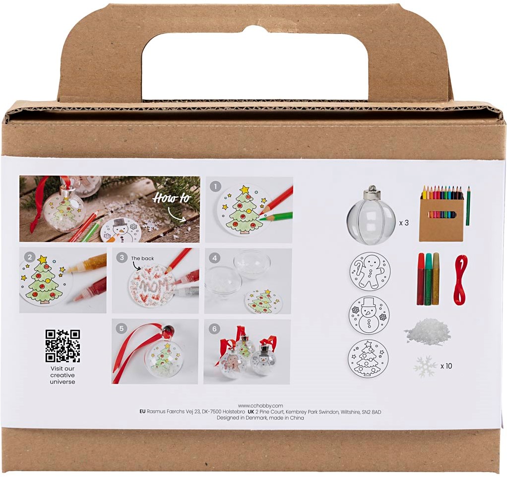 CC Mini Craft Kit Christmas Baubles, Drawings, 1 pack iHobby