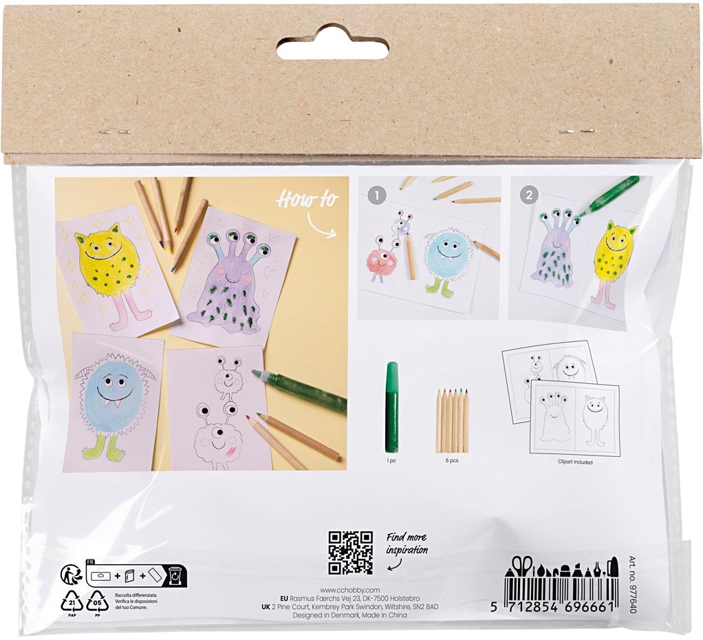 CC Mini Craft Kit Colouring, Monster, 1 pack iHobby