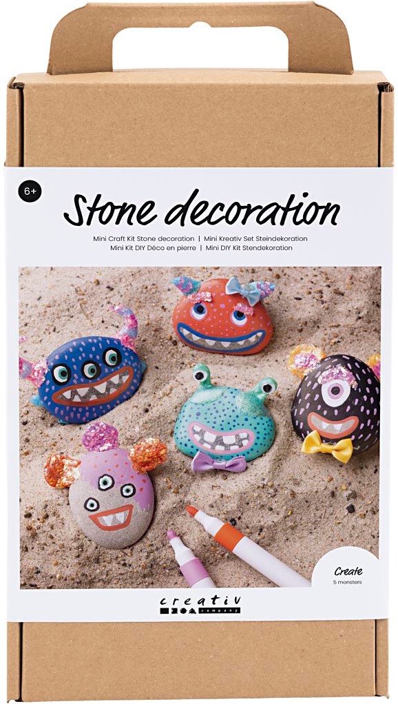 CC Craft Kit Stone Decoration, assorted colours, Monster, 1 pack iHobby