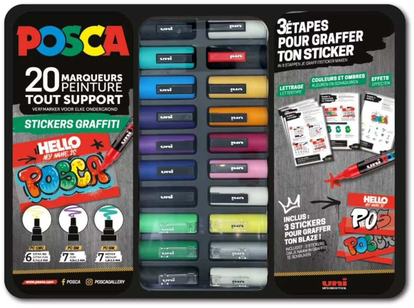 Uni Posca Paint Marker Kofferaufkleber Graffiti 20 Stück iHobby