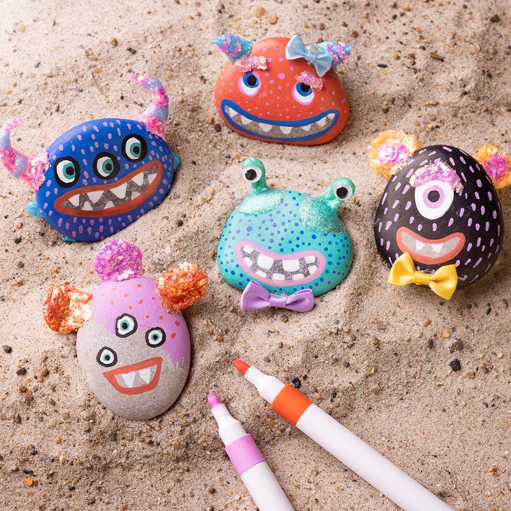 CC Craft Kit Stone Decoration, assorted colours, Monster, 1 pack iHobby